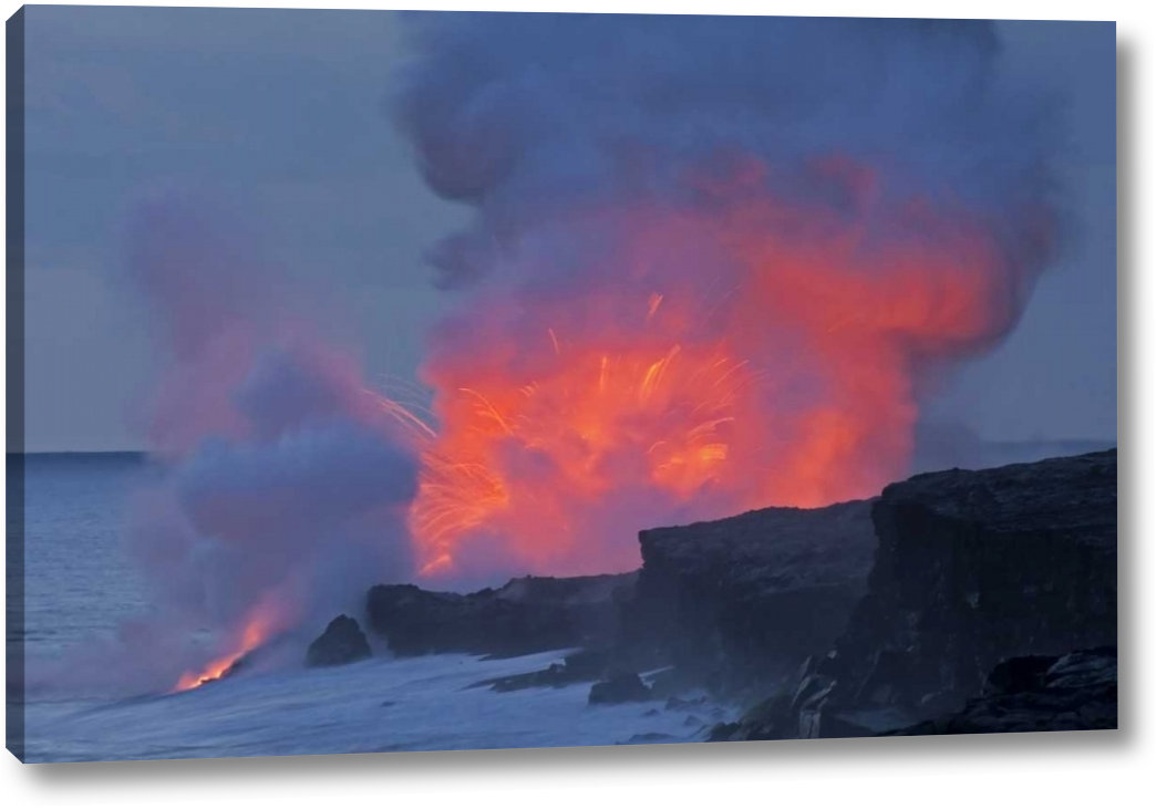 Ebern Designs Hi, Hawaii Volcanoes NP Lava Explodes By Ocean by Cathy ...