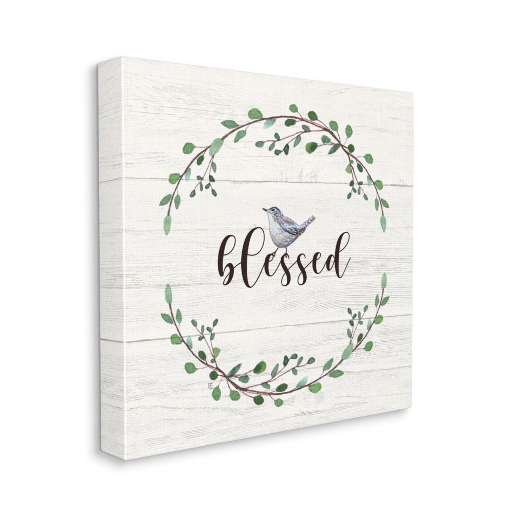 Gracie Oaks Charming Blessed Phrase Blue Bird and Wreath by Elizabeth ...