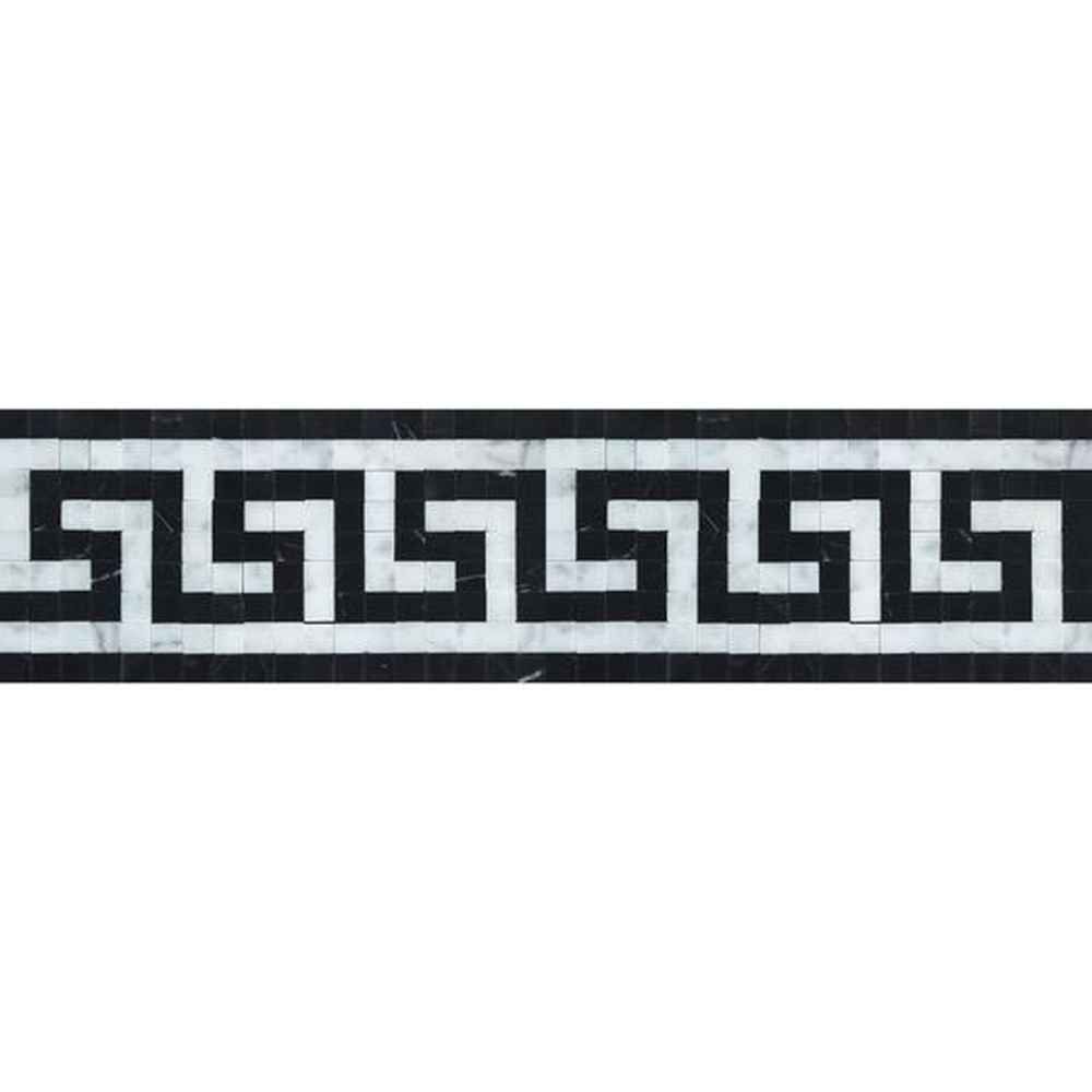 Stone & Tile Shoppe, Inc. White Carrara 3 1/2" x 7" Greek Key Border ...