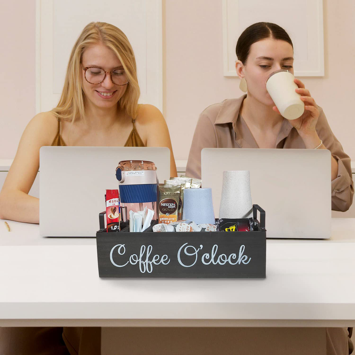 TUHOME FURNITURE LLC Farmhouse Countertop Wooden Coffee Station ...