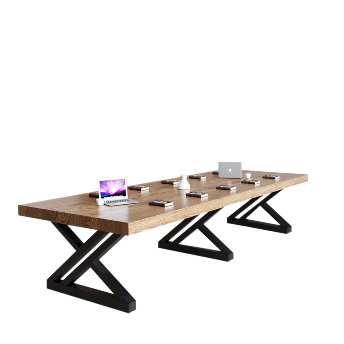 17 Stories Rectangular solid wood conference table, administrative ...