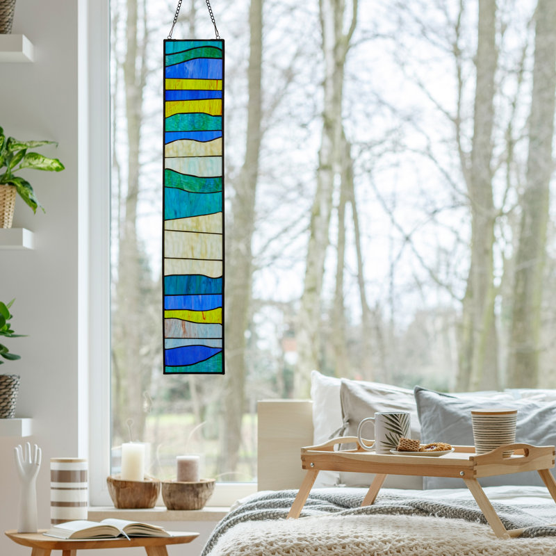 Wrought Studio™ 36"H Oversized Geometric Stained Glass Window Panel ...