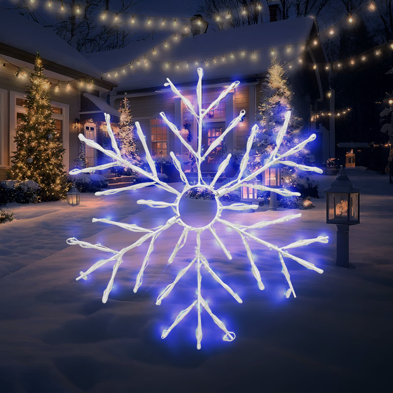The Holiday Aisle® 20" LED Christmas Snowflake Lights Large Hanging ...