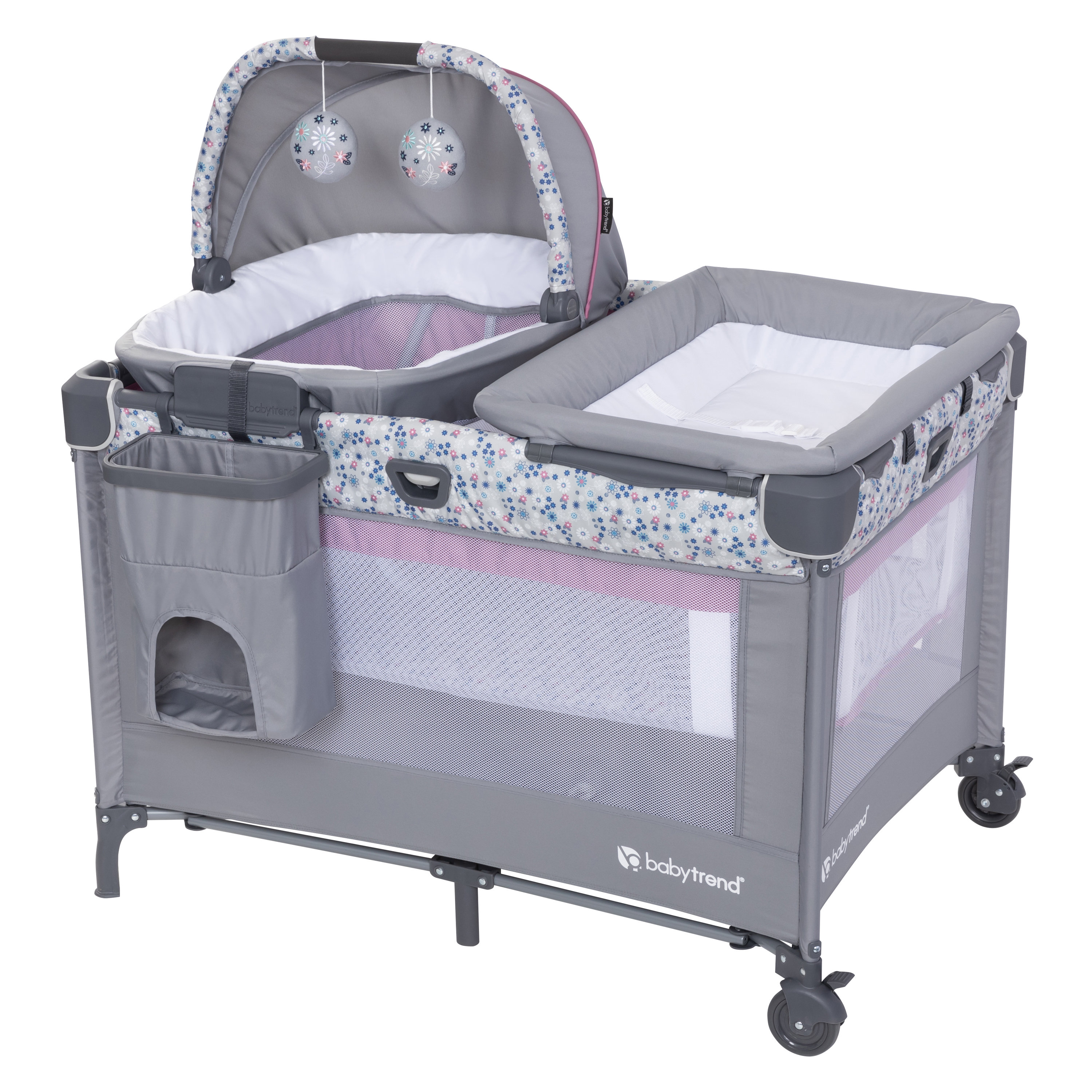 Baby Trend Nursery Den Playard With Rocking Cradle - Daisy Pink ...
