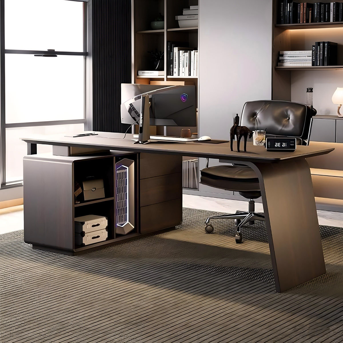 Isla Hopping Minimalist Premium Solid Wood Office Desk with and Cabinet ...