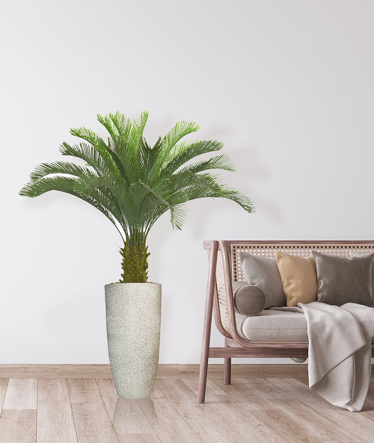 Primrue Artificial cycas palm tree in Black Chevron planter|63.5'' fake ...