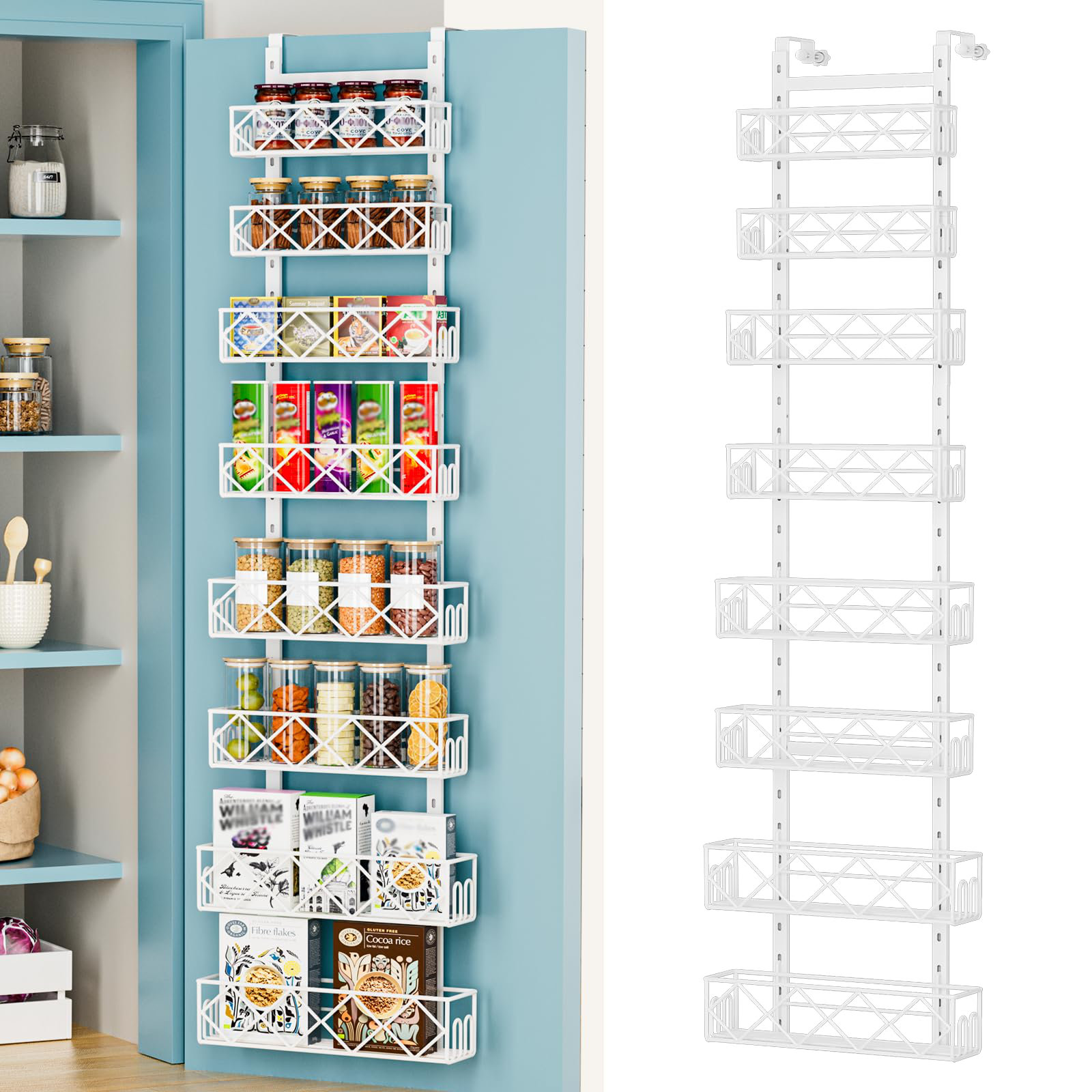 Mint Pantry® Over The Door Pantry Organizer 8-Tier Adjustable Baskets ...