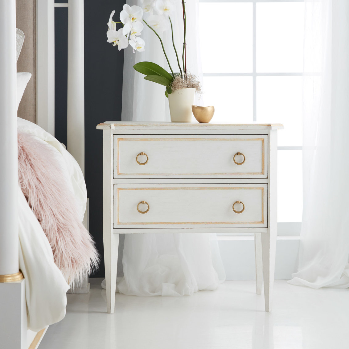 Nightstand with gold hardware store