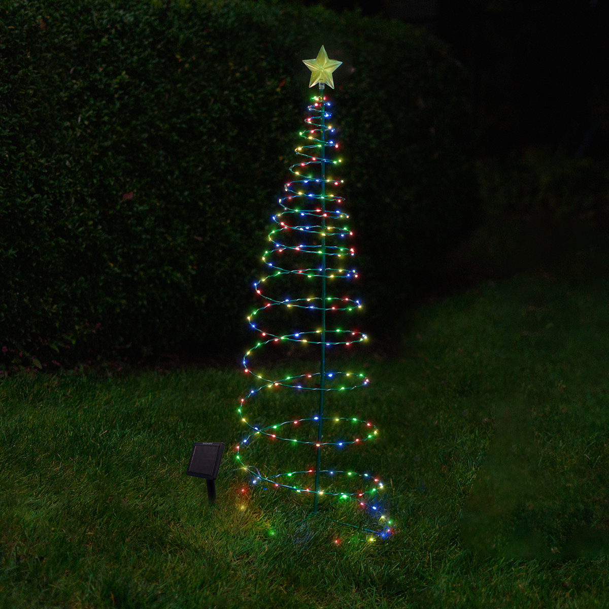 Mercury Row® 4'ft. Outdoor Solar Pre-Lit LED Spiral Christmas Tree ...