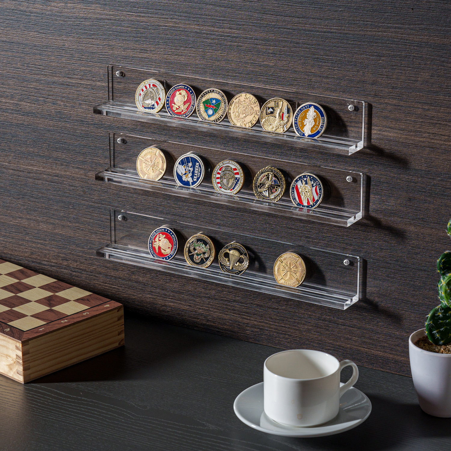 MyGift 3-Piece Acrylic Display Coin Holder Floating Shelves - Wayfair ...