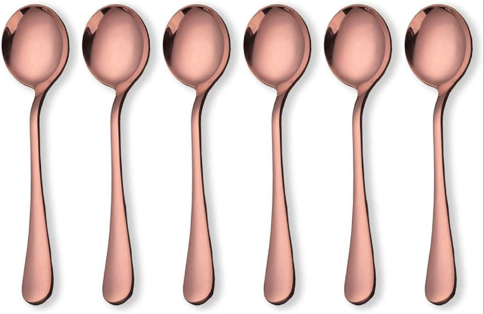 Millwood Pines Schweinzger Rose Gold Plated Stainless Steel Soup Spoons ...