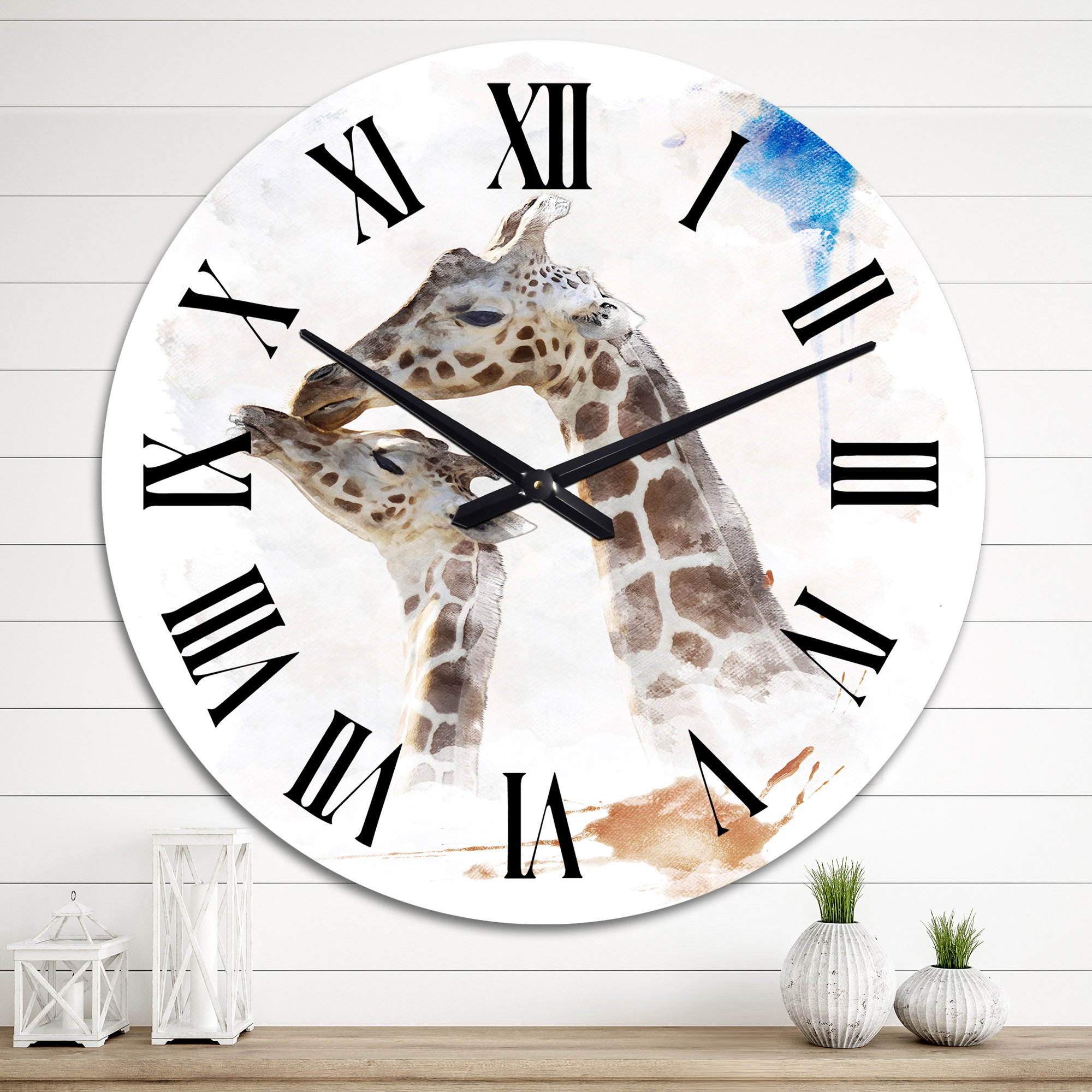 East Urban Home Portrait Of Two Giraffes - Traditional wall clock | Wayfair