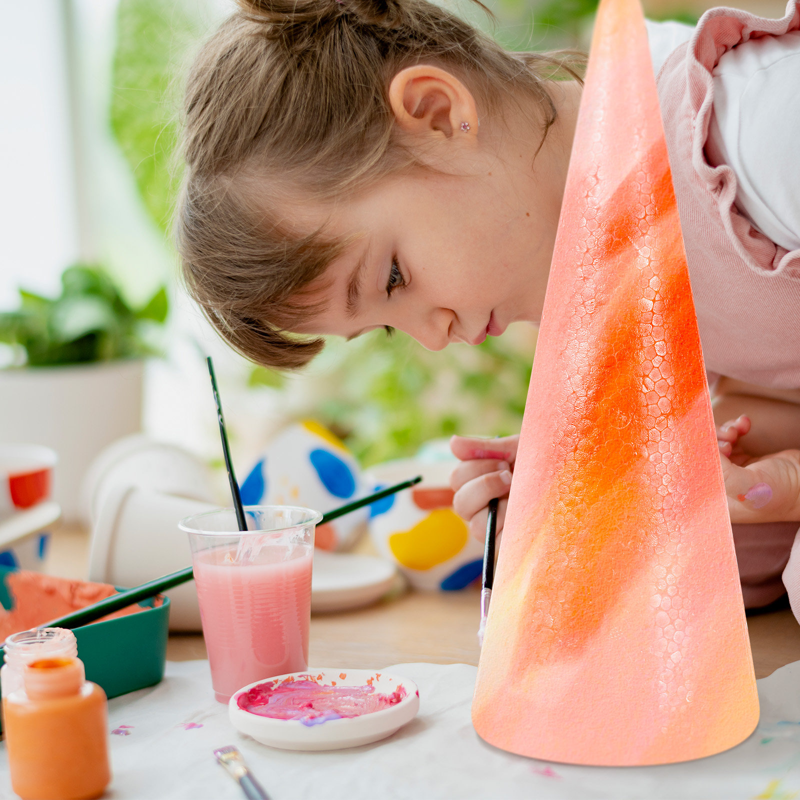 The Holiday Aisle® 2Pcs Handmade White Solid Cone Children DIY Craft ...