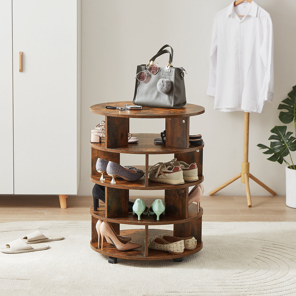 Latitude Run® 4-Tier 16 Paris Revolving Lazy Susan Shoe Rack Storage ...