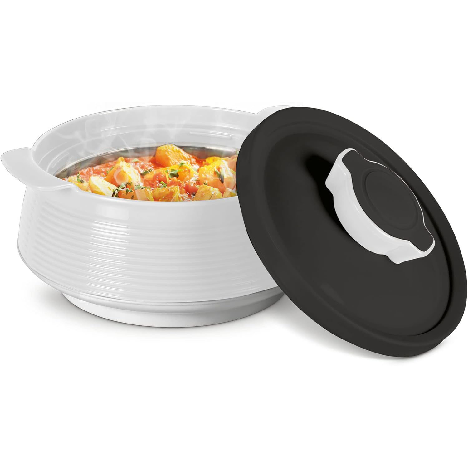 TIFONE 3-Piece Double Walled Insulated Casserole Set - Stainless Steel ...