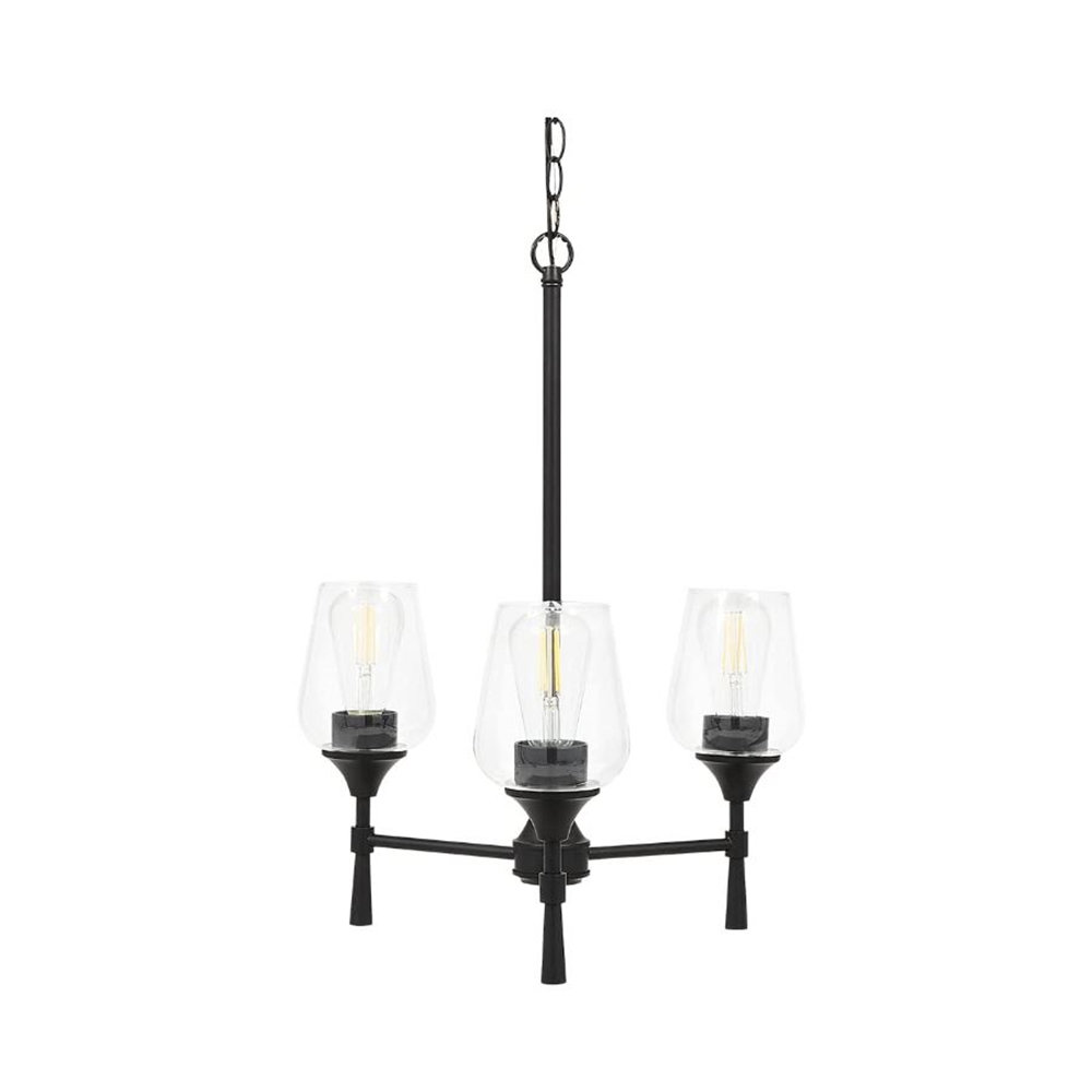 Luminance Black Chandelier Light With Adjustable Chain And Clear Glass ...