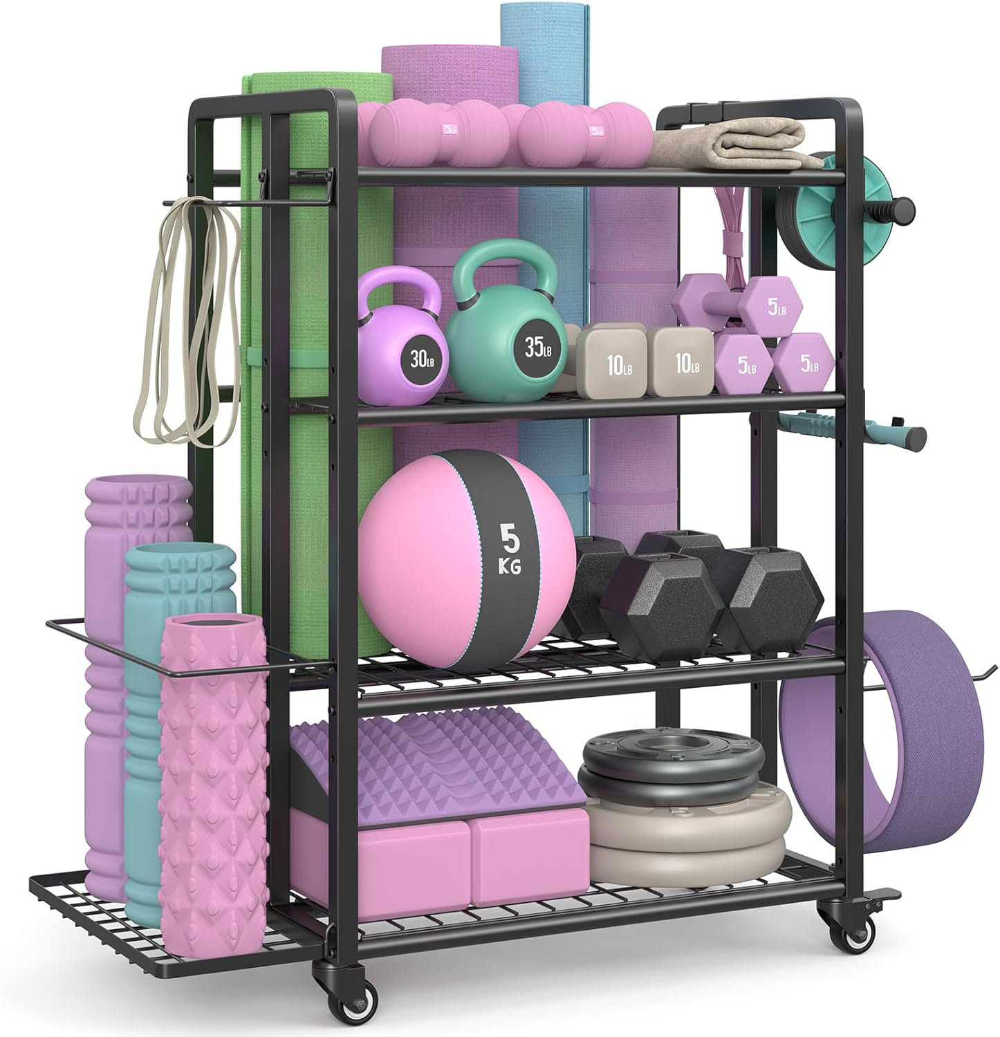 Rebrilliant 4-Tier Dumbbell Rack Stand Only, 600LB Capacity Adjustable ...