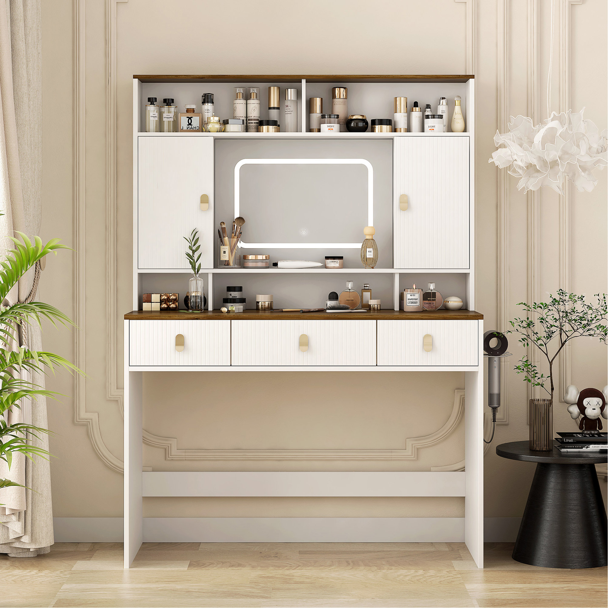 Ebern Designs Farmhouse Dressing Table Makeup Table, Dressing Table ...