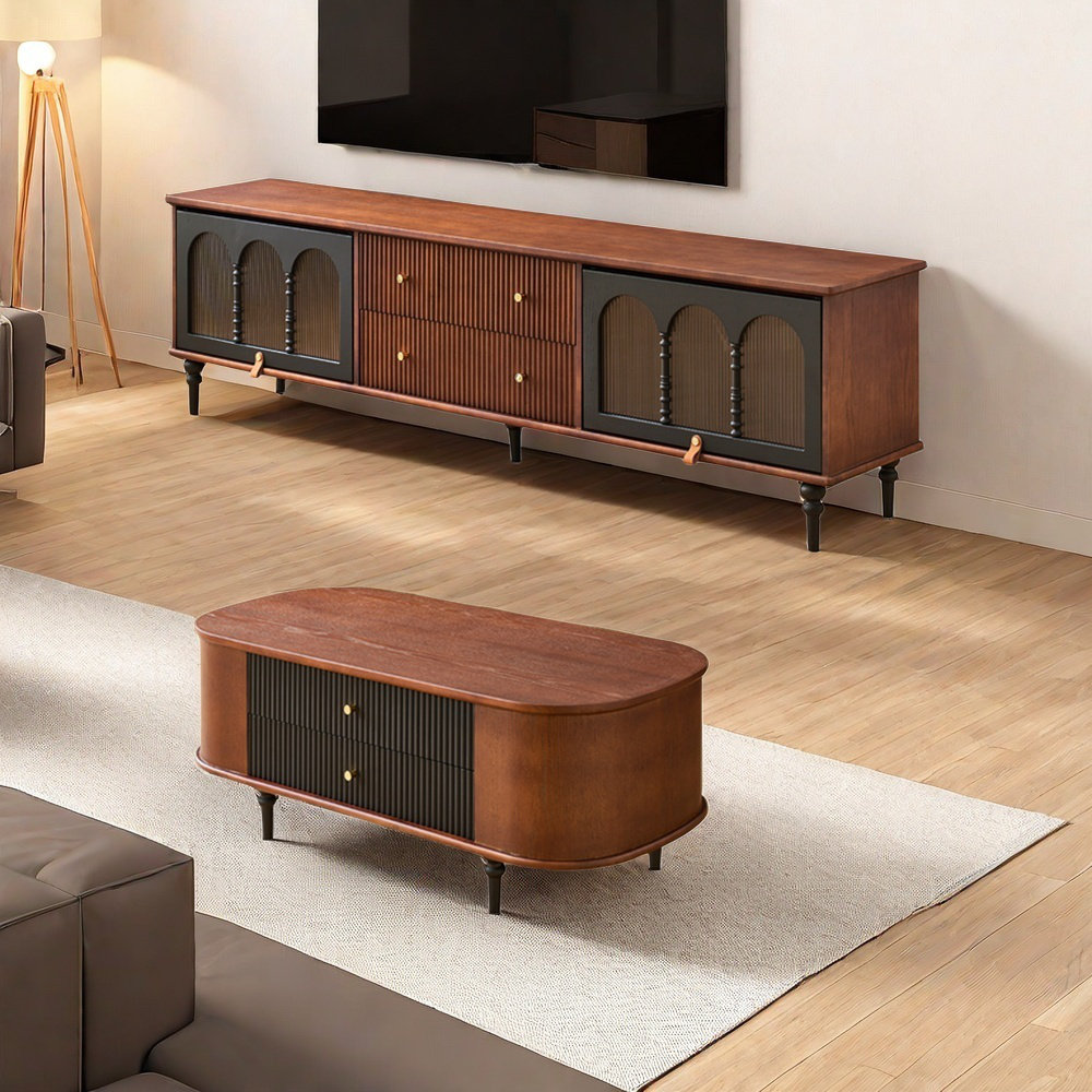 The Invincibles home Solid wood TV cabinet coffee table hidden storage ...