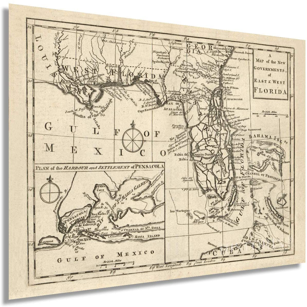 Breakwater Bay 1763 East & West Florida Map Poster Wall Art on Paper ...