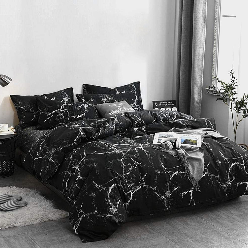 Suploo Black Marble Comforter Sets Queen Women Black and White Marble ...