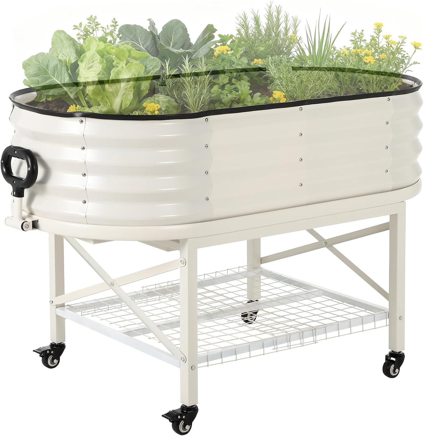 Arlmont & Co. Upgraded Oval Galzenized Raised Garden Bed Kit with Legs ...