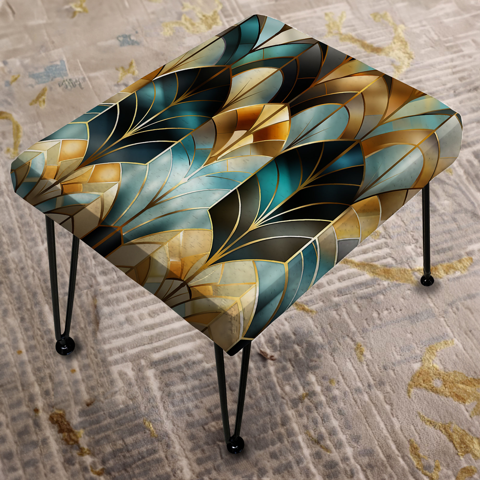 Design Art 1970S Gold And Grey Geometry Pattern - Geometric Rectangle ...