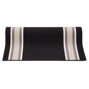 Ebern Designs Solid Border Black Low Pile Slip Resistant Rugs & Reviews ...