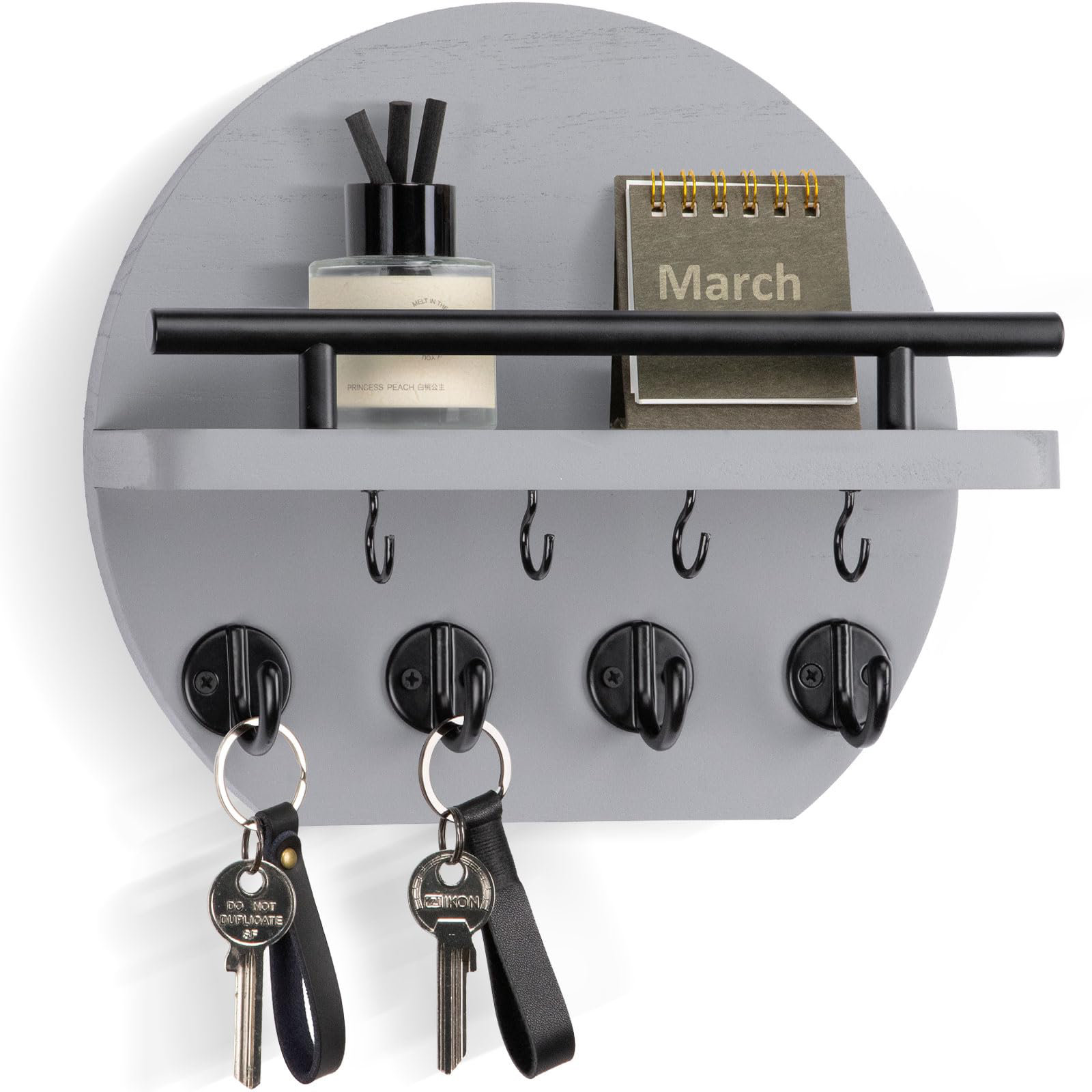 SUNCOAST HARDWARE, LLC Key Holder For Wall, With Shelf And 8 Key Hooks ...