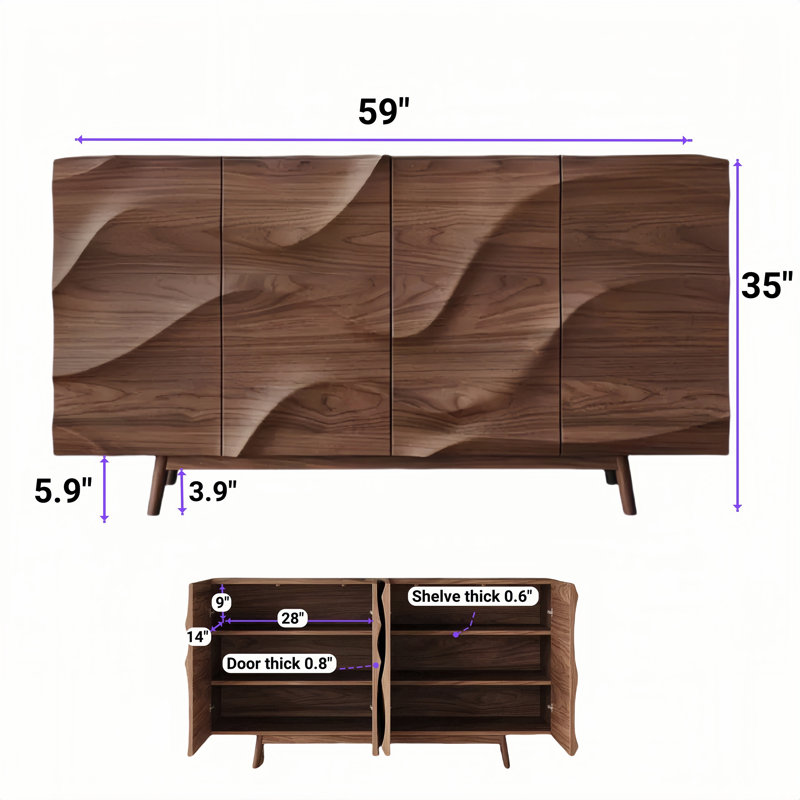 Loon Peak® 59" Wide Side Board With Solid Wood Legs & Reviews | Wayfair