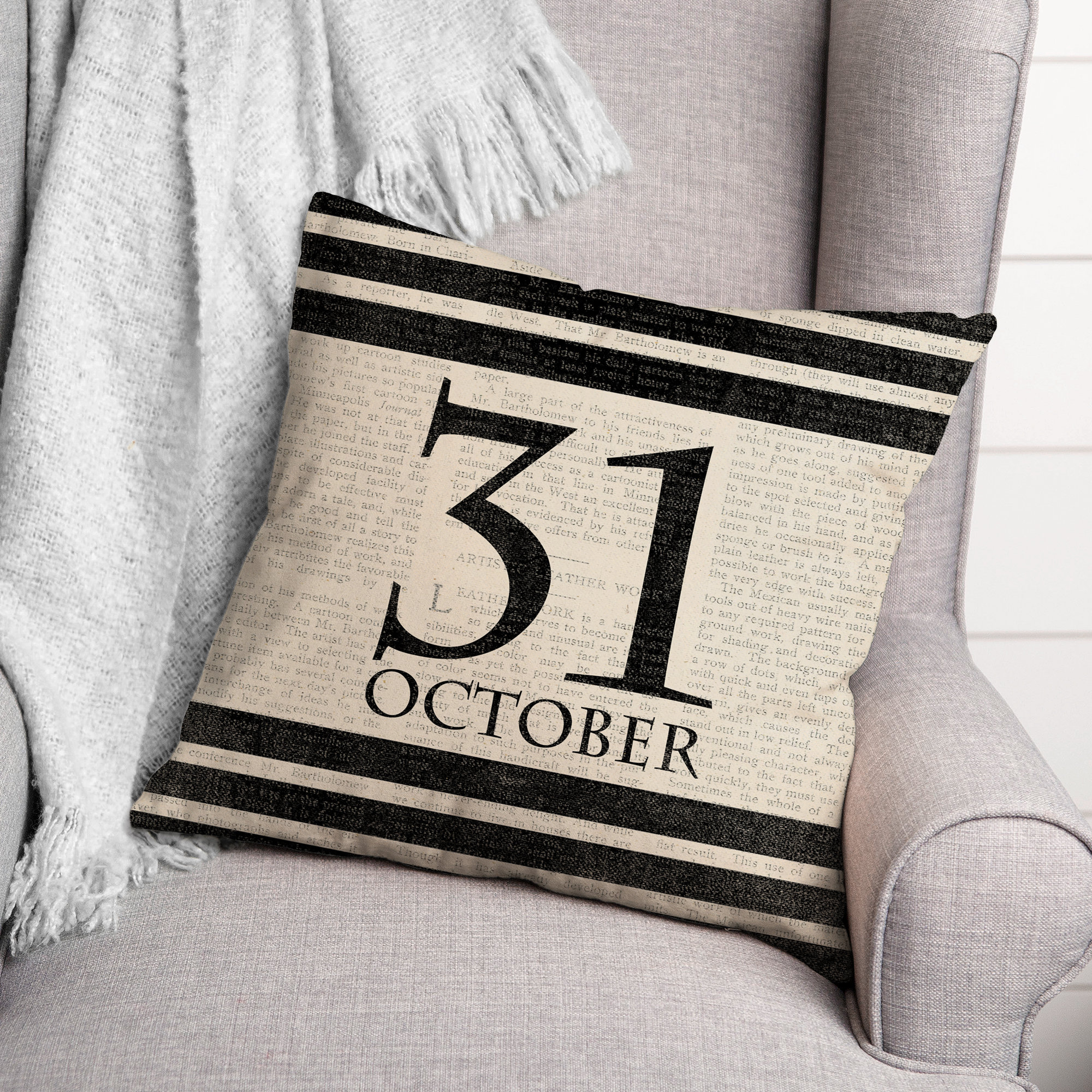 Designs Direct Creative Group Halloween Date Newspaper Distressed Throw ...