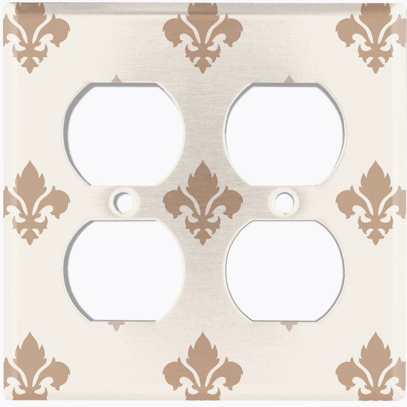 WorldAcc Fleur De Lis Tone 2-Gang Duplex Outlet Wall Plate | Wayfair