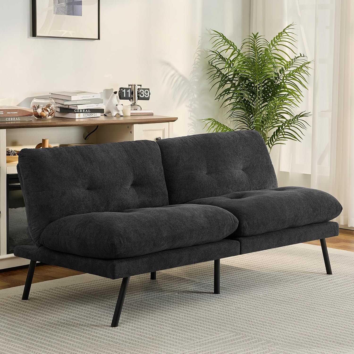 George Oliver 70" Convertible Futon Sofa Bed With 6.7" Thick Removable ...