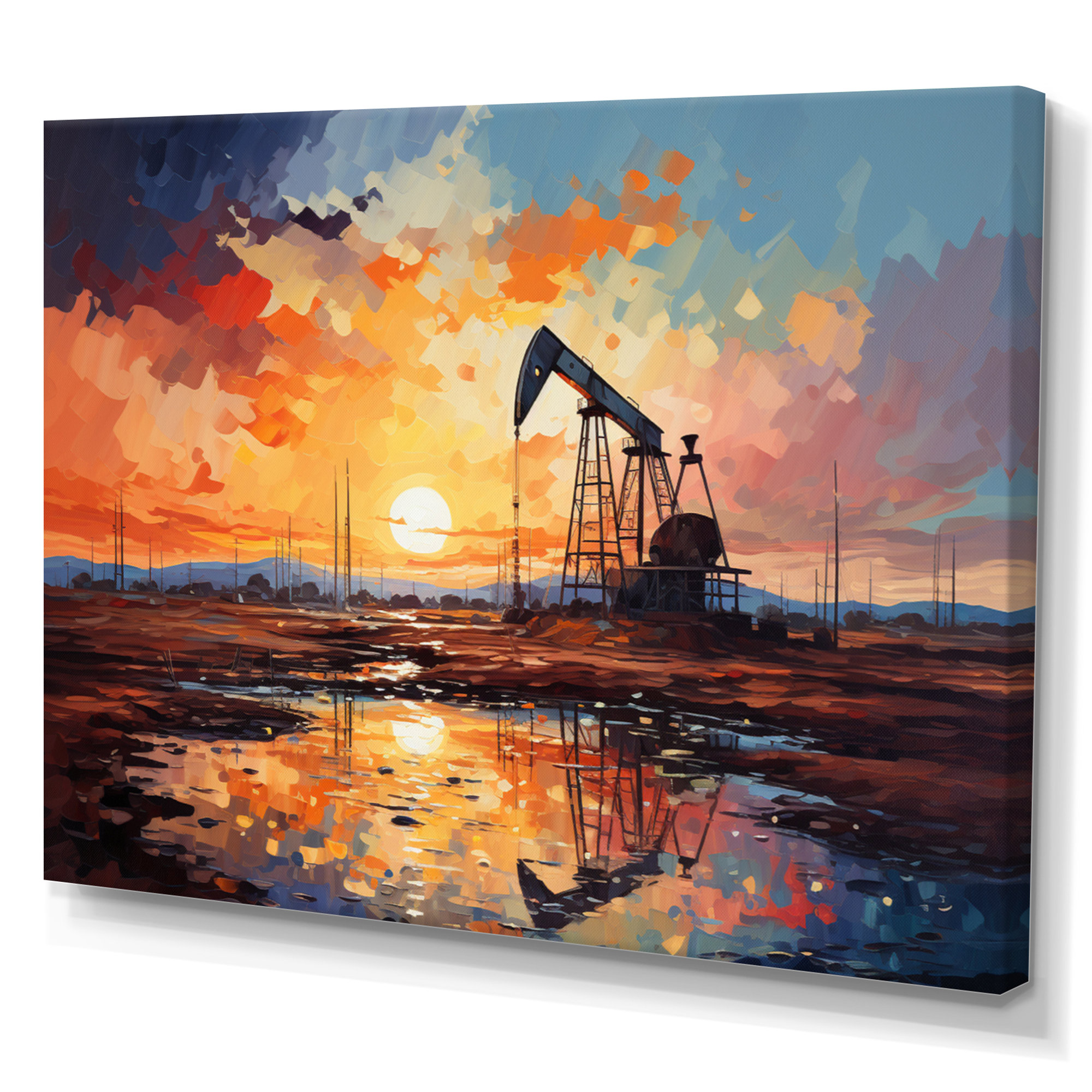 Dovecove Orange Oil Rigs Pumpjack In Texas II On Canvas Print | Wayfair