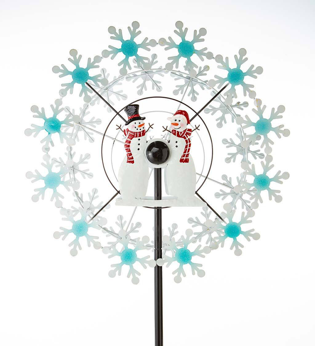 Plow & Hearth Holiday Snowman Metal Wind Spinner With Snowflakes ...