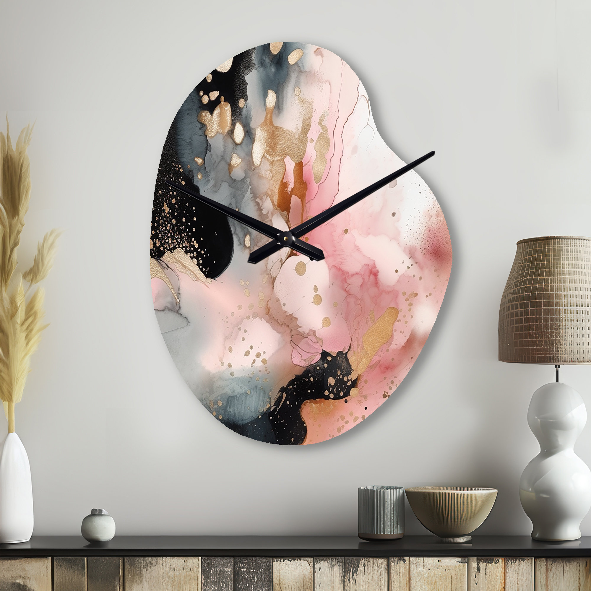 Design Art Pink Gold Marble Texture II - Marble Asymmetrical Metal Wall ...