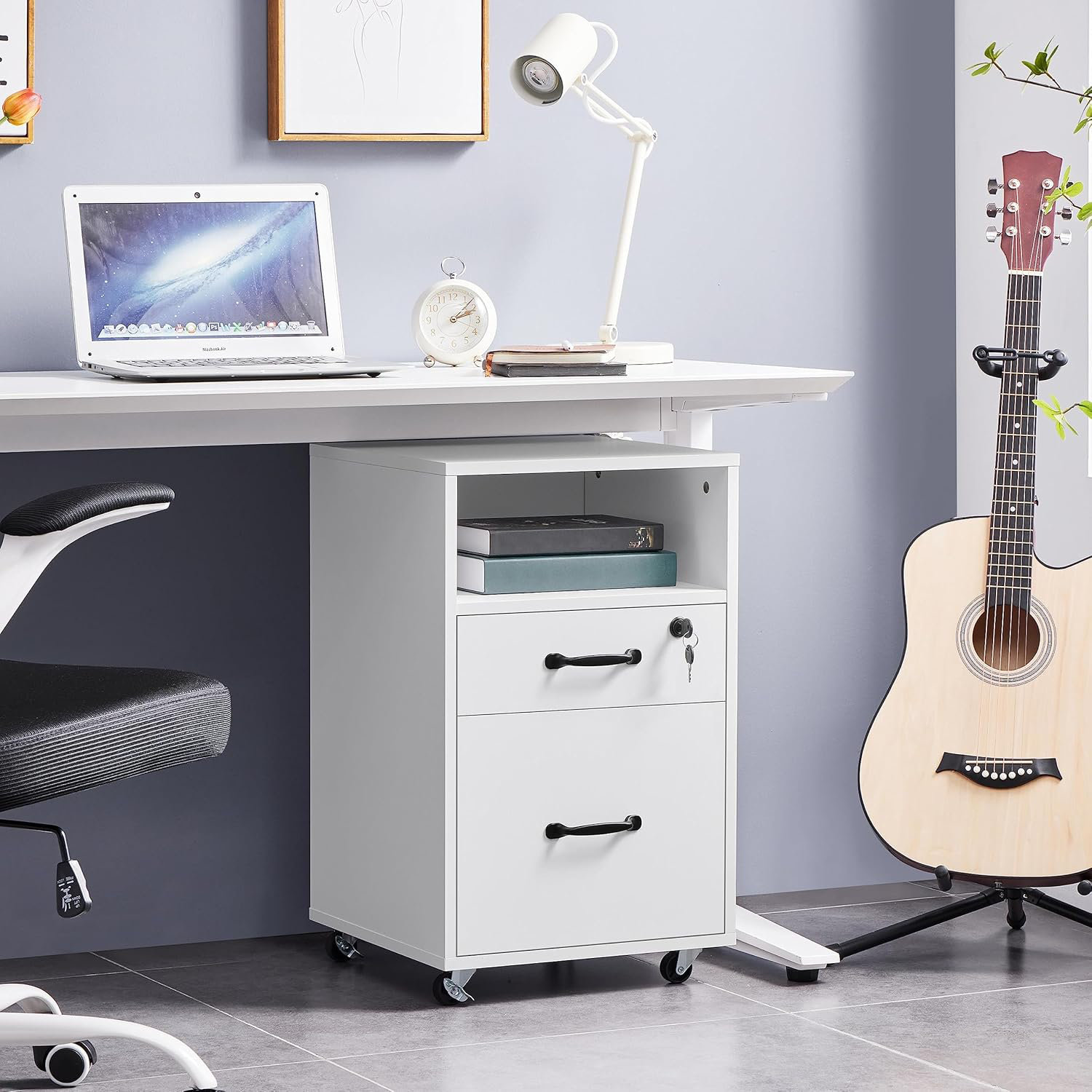 Ebern Designs File Cabinet, Under Desk Vertical Cabinet With 2 Drawers ...