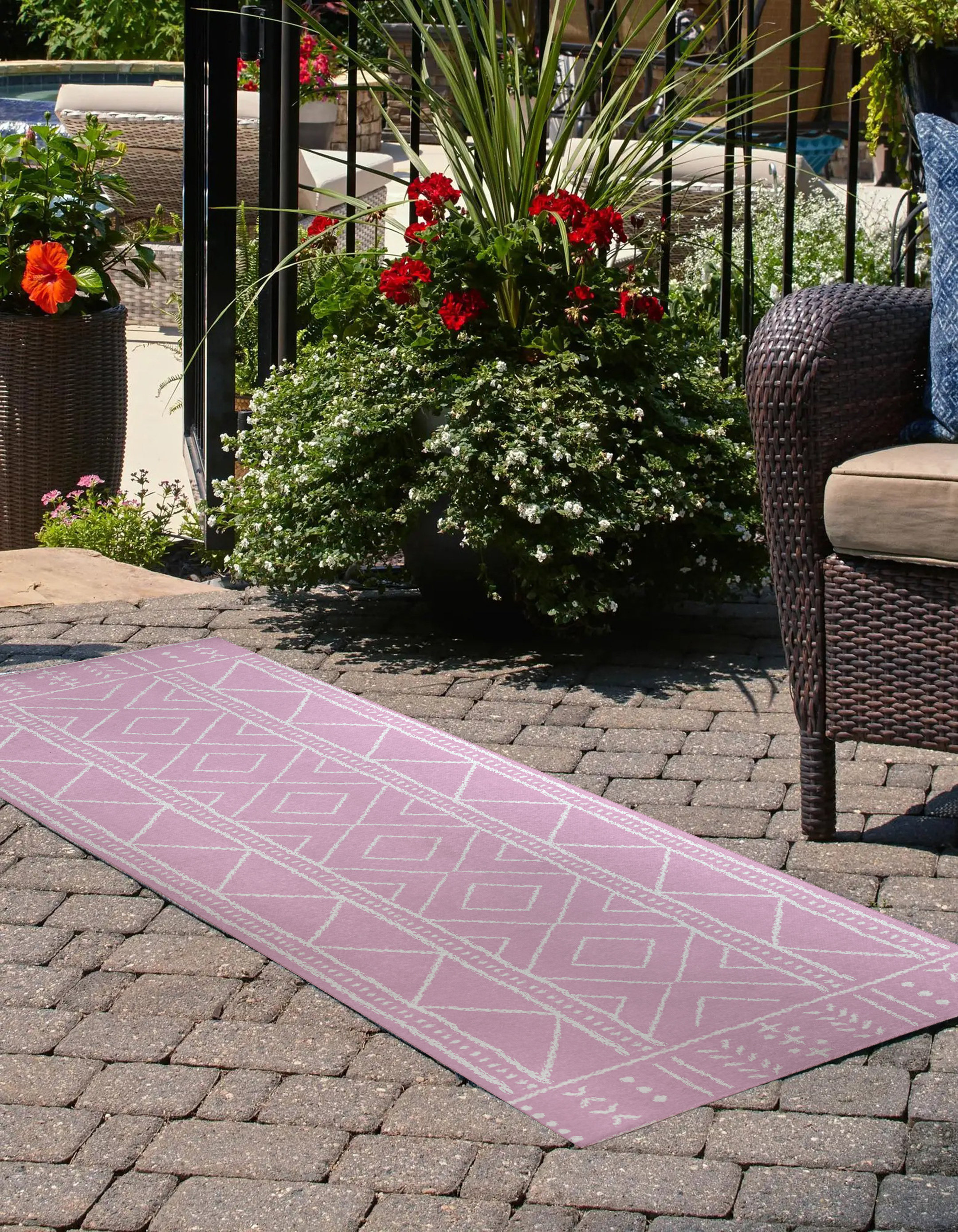 KAVKA DESIGNS MOROCCAN GEO PINK Outdoor Rug By Kavka Designs - Wayfair ...