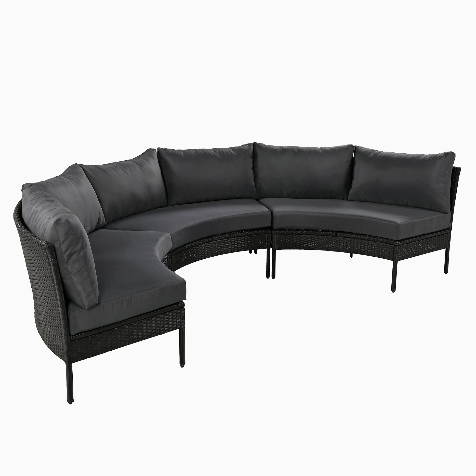 Ebern Designs Patio 3 Piece Curved Outdoor Conversation Set, Sectional ...