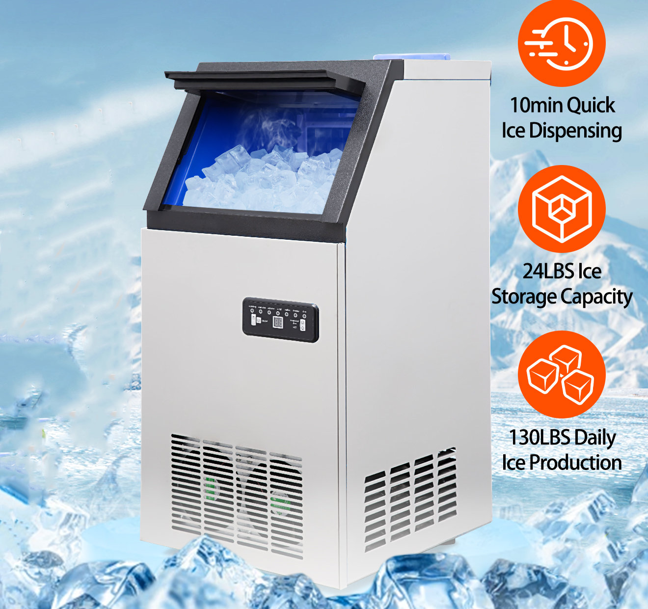 Yesurprise 24h Counter Ice Maker With 24lbs Storage Bin | Wayfair