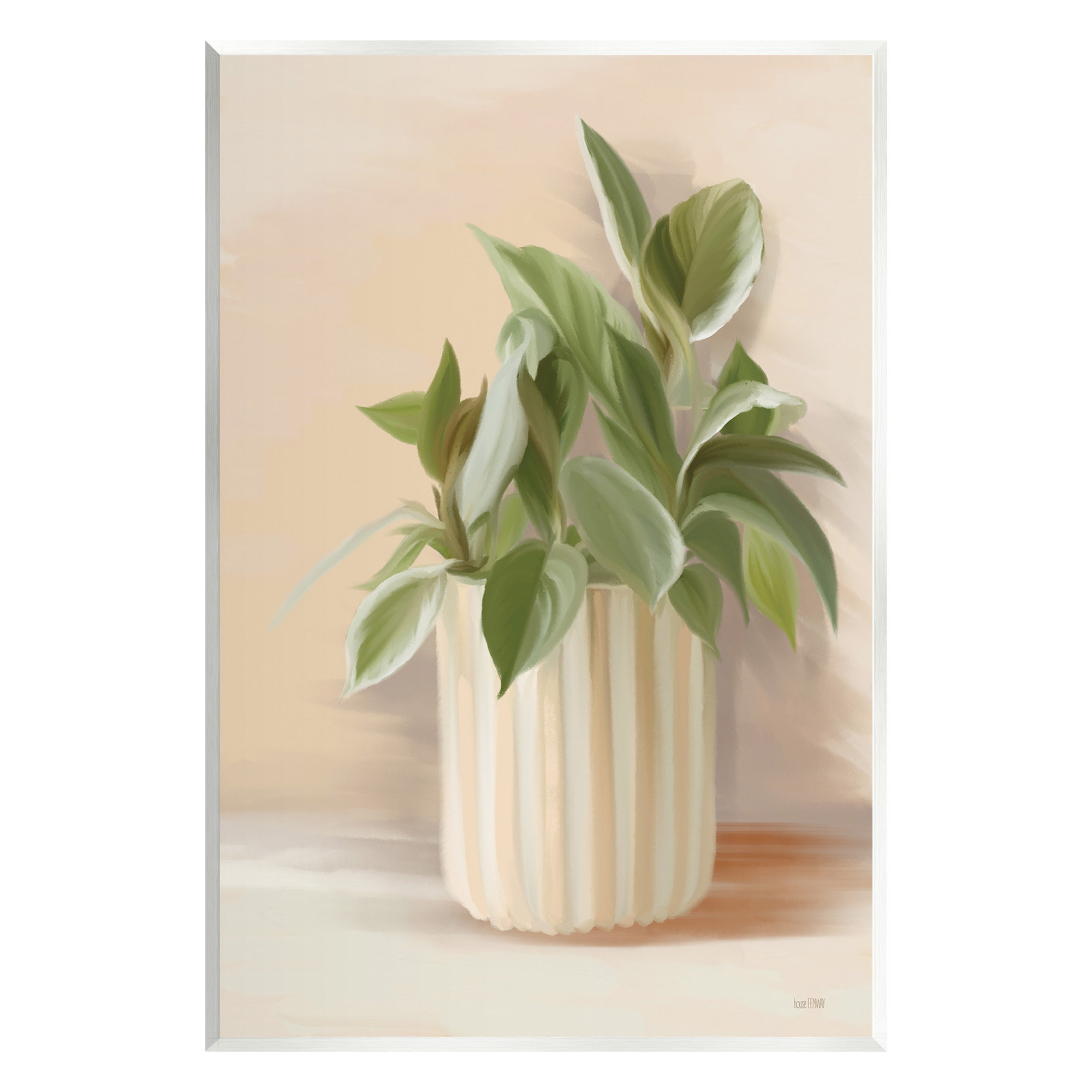 Winston Porter " Plant In Striped Pottery " by House Fenway | Wayfair
