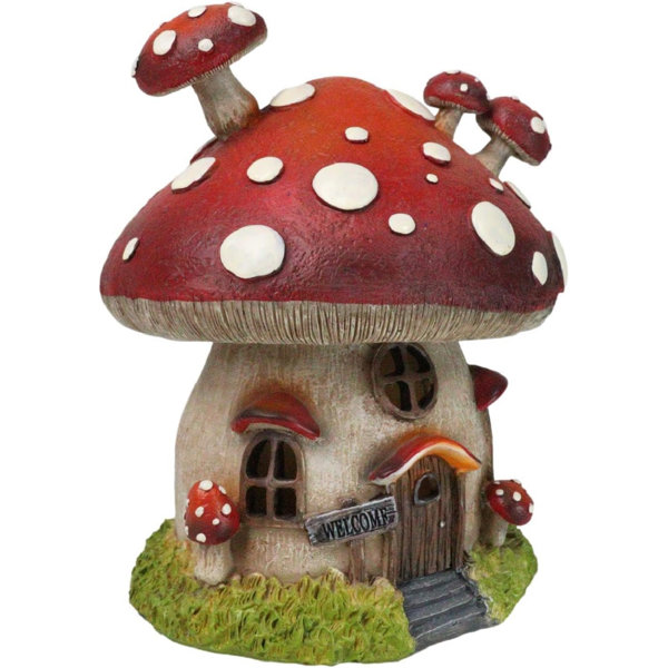 August Grove® Fairy Garden Giant Toadstool Mushrooms Cottage House With ...