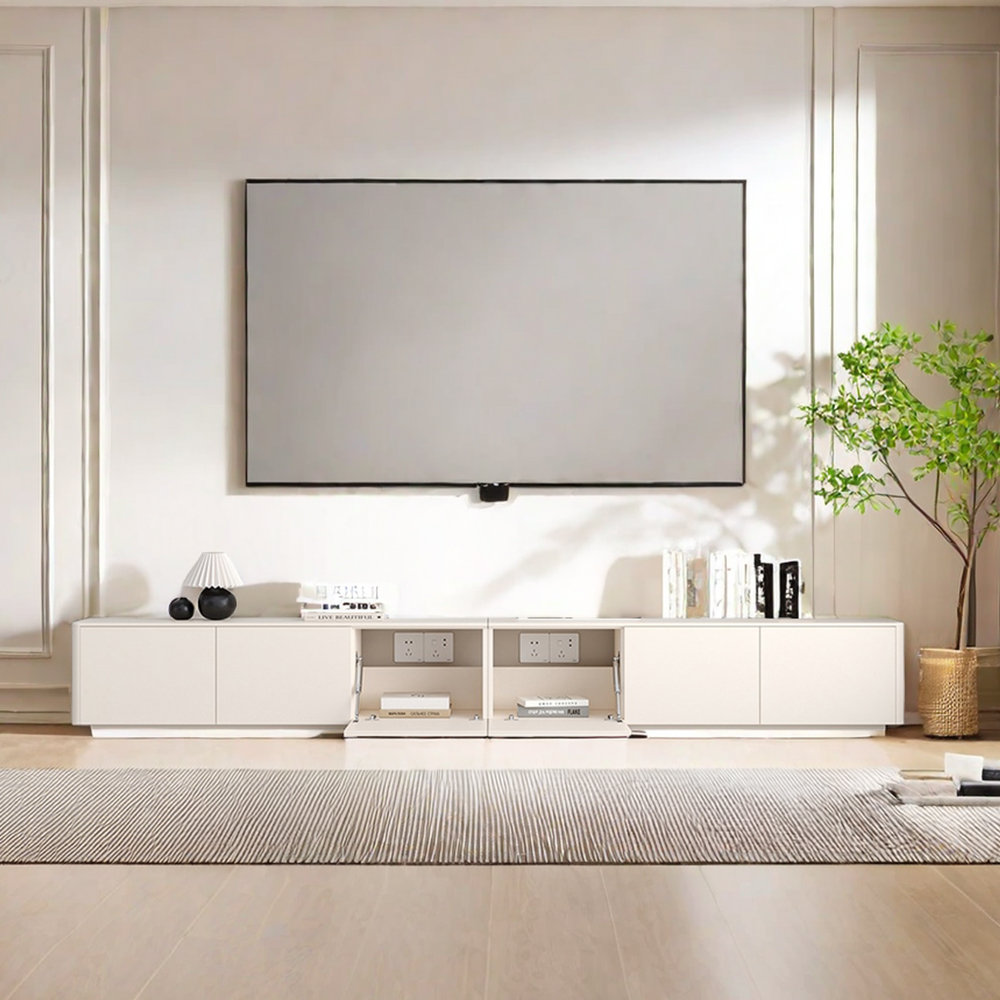 Aurora Craft Cream Lacquer TV Stand 118.11'' W Storage Credenza ...