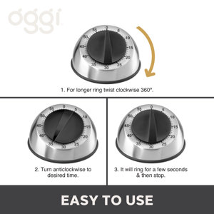 OGGI Oggi Prep Stainless Steel Countdown 60 Minute Kitchen Timer ...