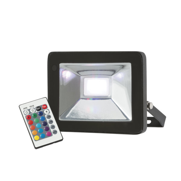 Knightsbridge 230V IP65 20W RGB LED Black die-cast aluminium floodlight ...