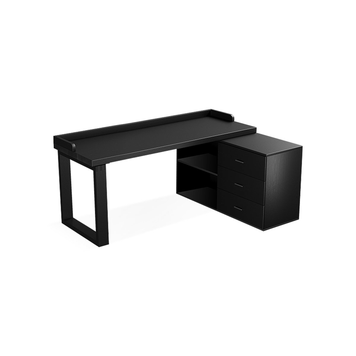 Wren Decors Black L-Shaped Solid Wood with 3 drawers desk | Wayfair