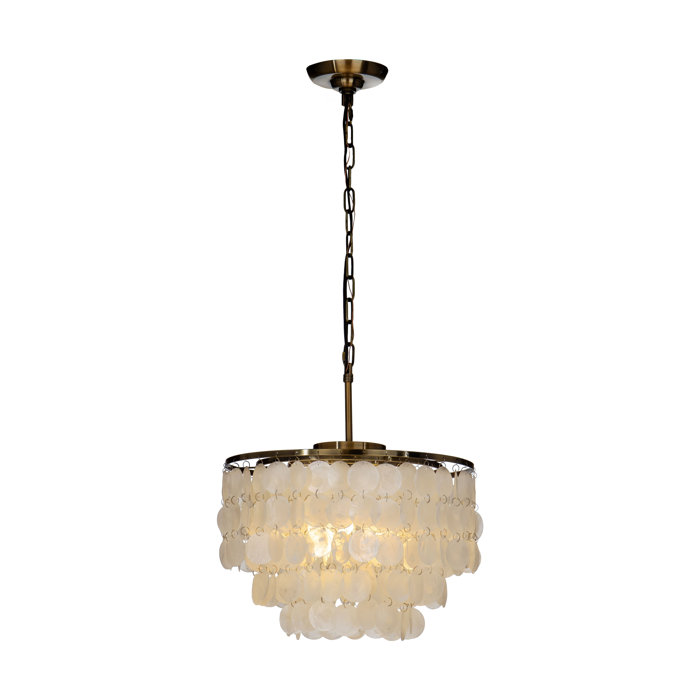 Dakota Fields Chyrl 3 - Light Coastal Natural Capiz Shell Tiered ...
