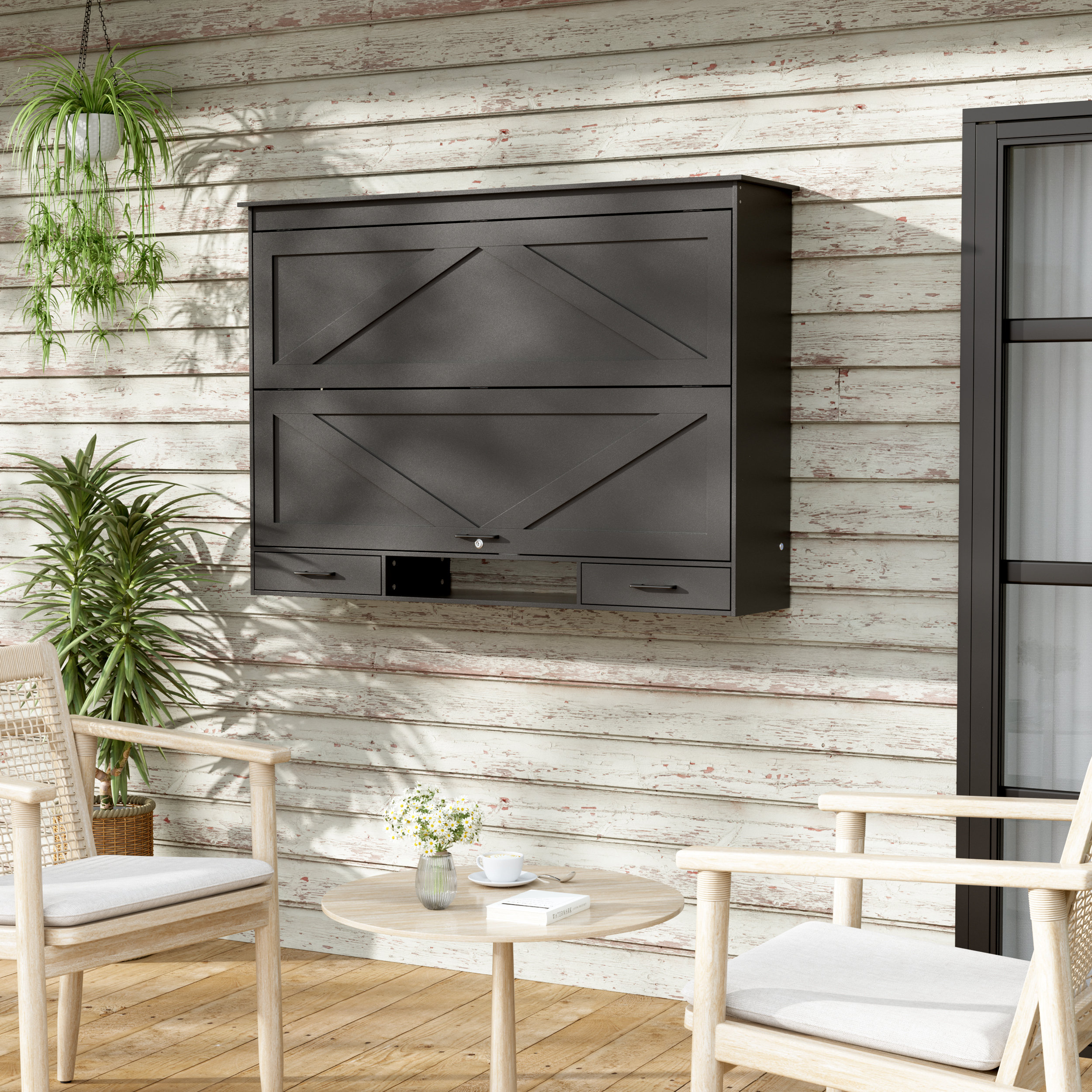 AMZGLORY Outdoor Tv Enclosure, 55 Inch Wood Weatherproof Outdoor Tv ...