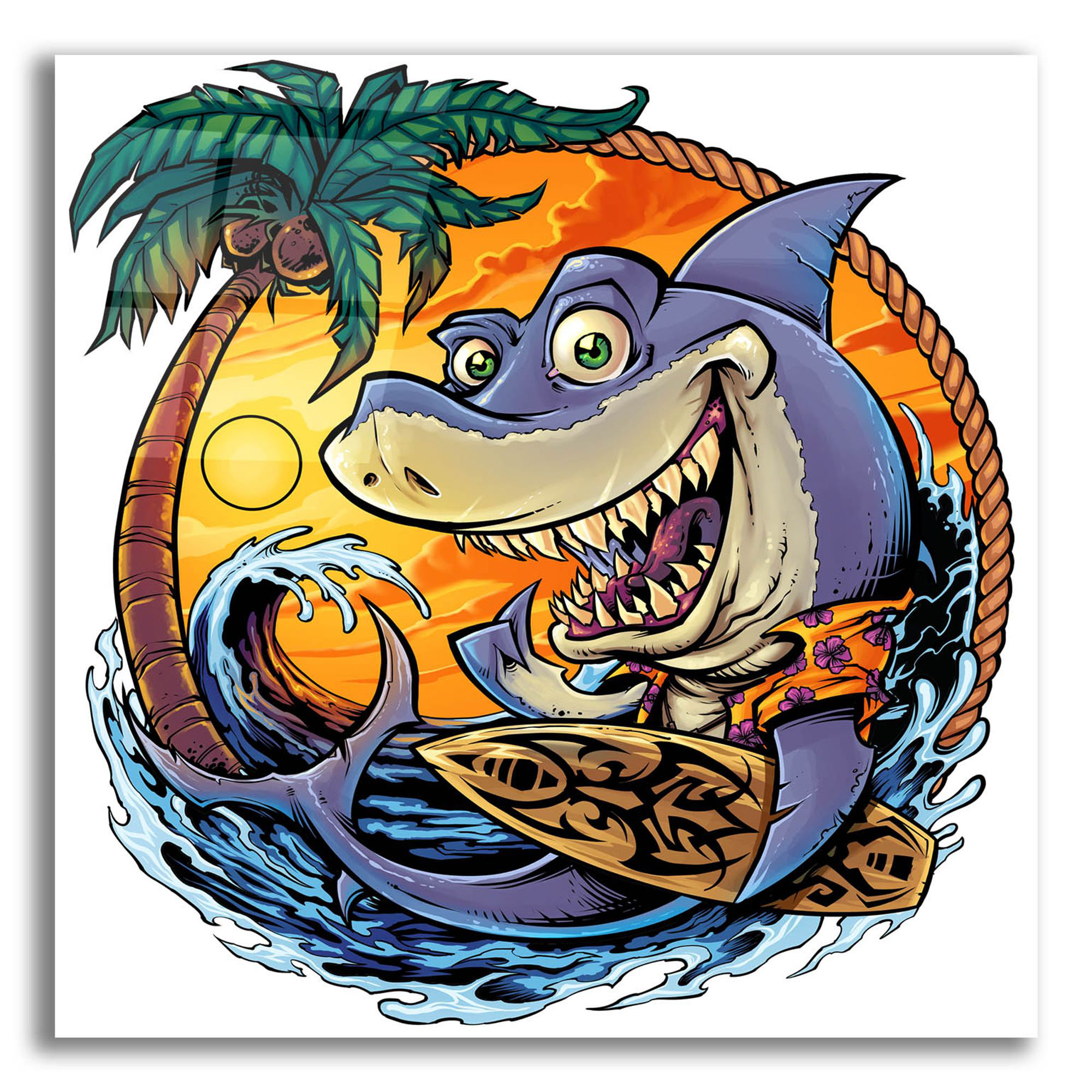 Trinx Shark With Surfboard On Plastic / Acrylic by Flyland Designs ...