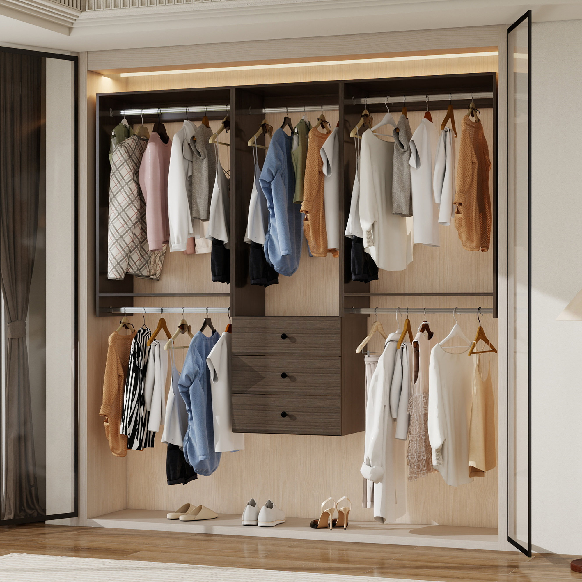 Latitude Run® Closet System with Drawers – Modern Closet Shelving ...